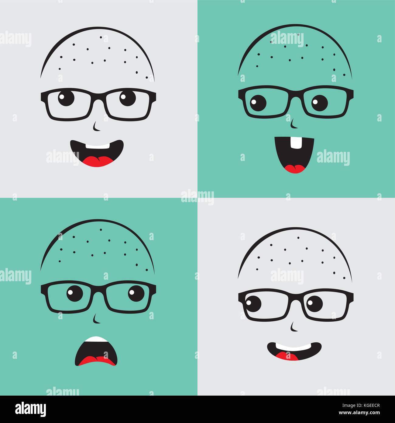 geek cartoon character avatar vector graphic art illustration Stock ...