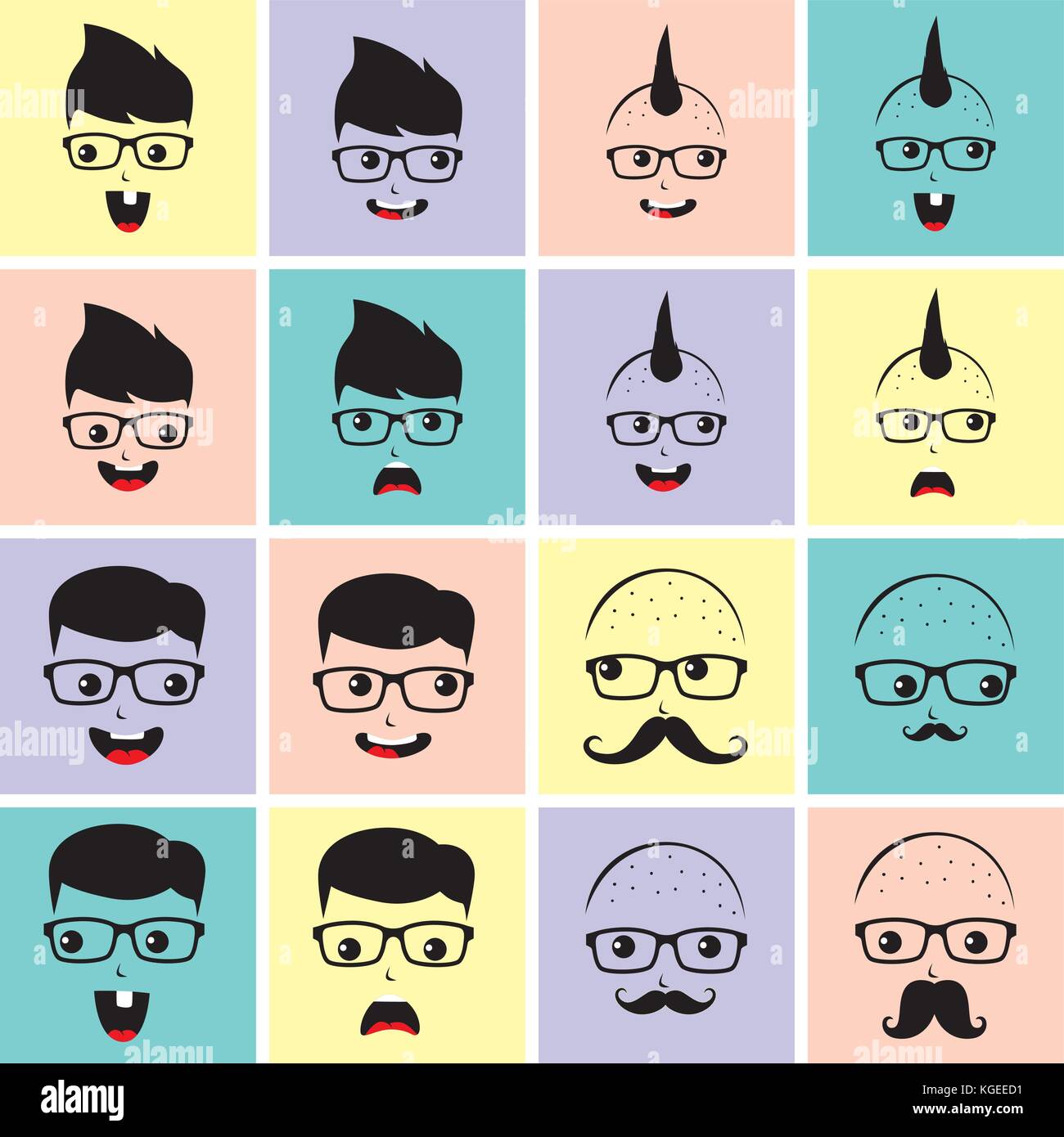 geek cartoon character avatar vector graphic art illustration Stock ...