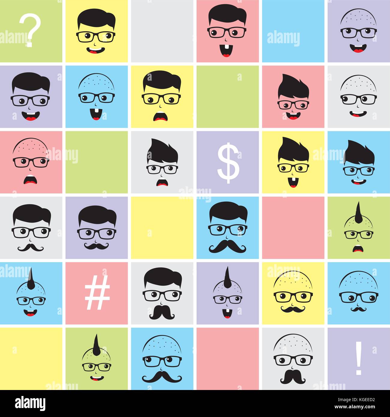 geek cartoon character avatar vector graphic art illustration Stock ...