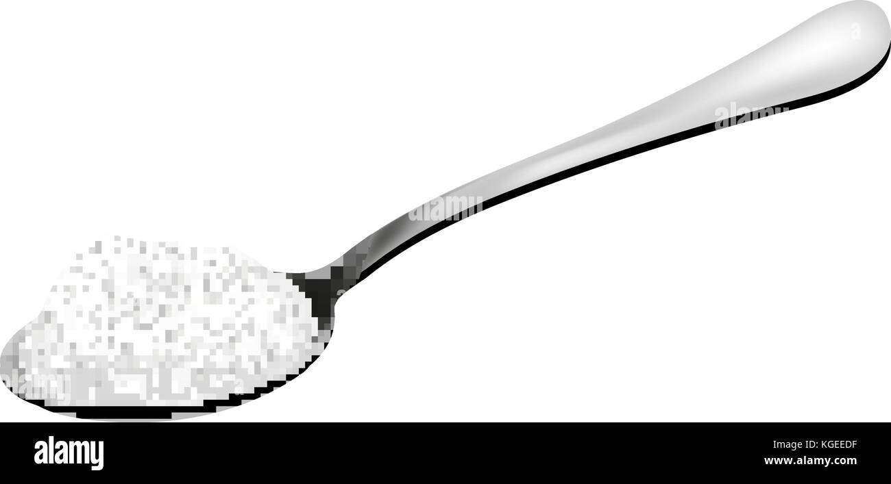 Spoon of salt, realistic 3D style. Teaspoon, tablespoon. Isolated on ...