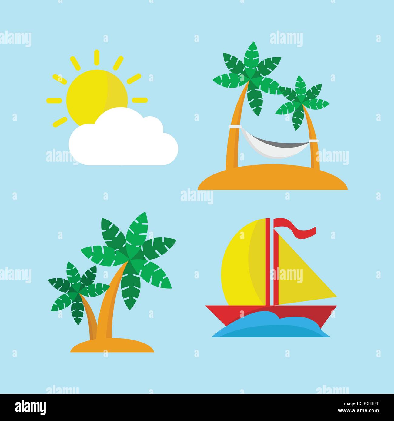 Island Escape Icon Set Stock Vector Image & Art - Alamy