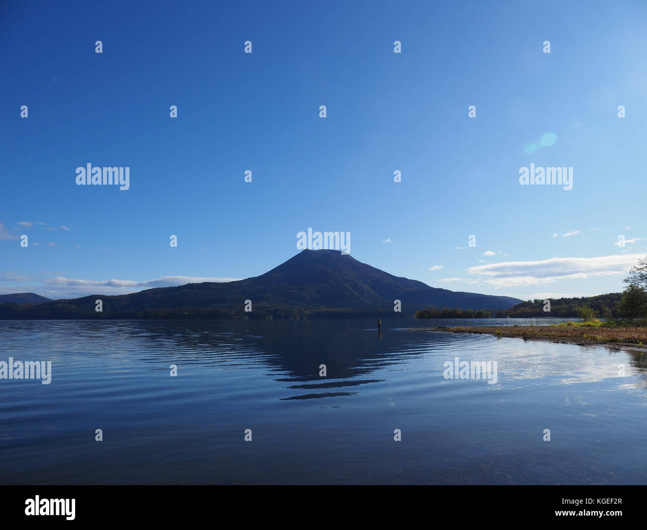 Mt. Oakan and Lake Akan Stock Photo - Alamy