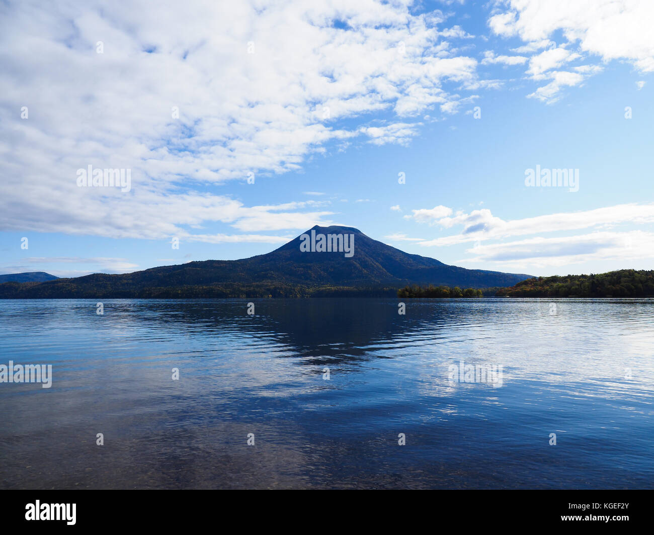 Mt. Oakan and Lake Akan Stock Photo - Alamy