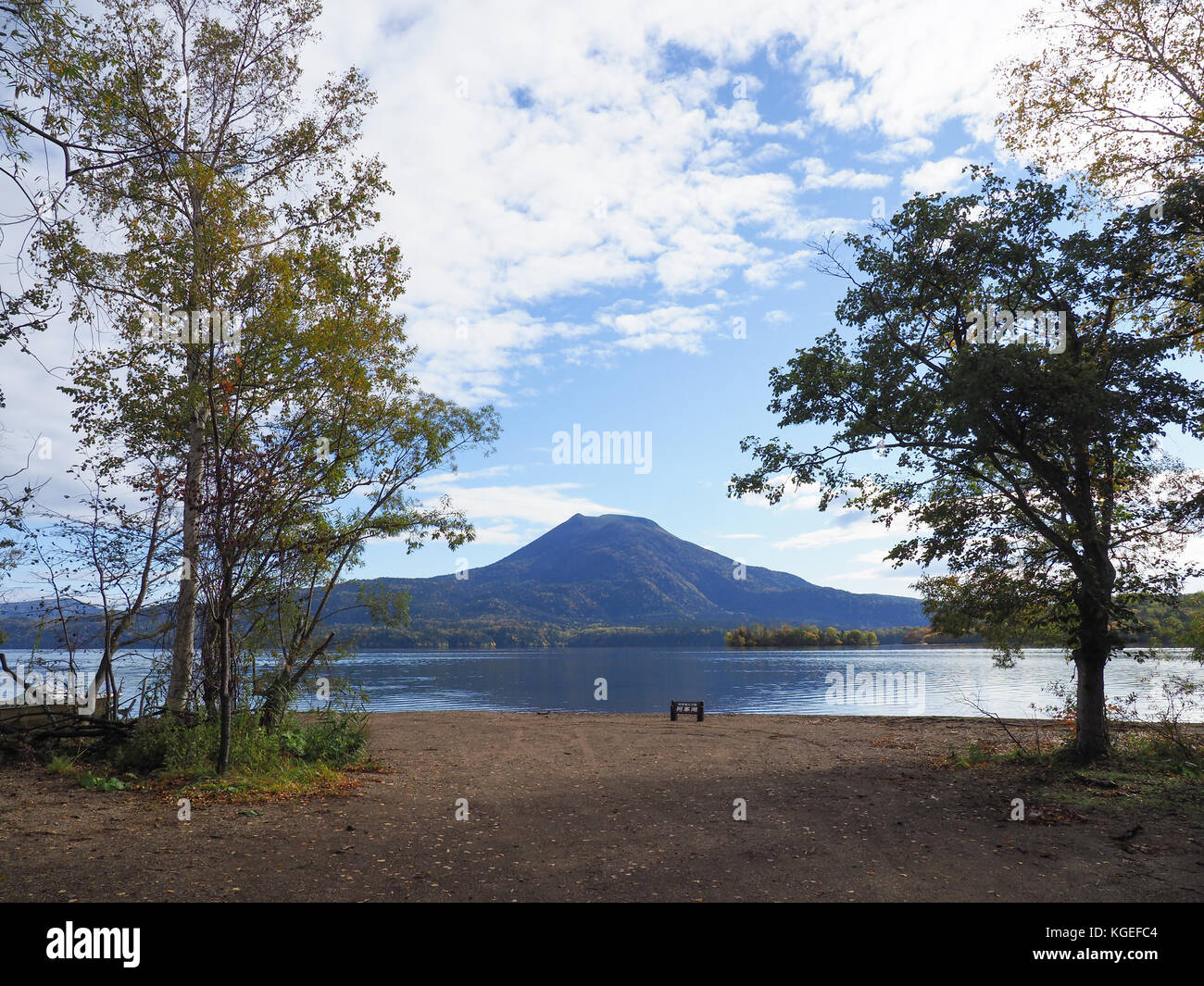 Mt. Oakan and Lake Akan Stock Photo - Alamy