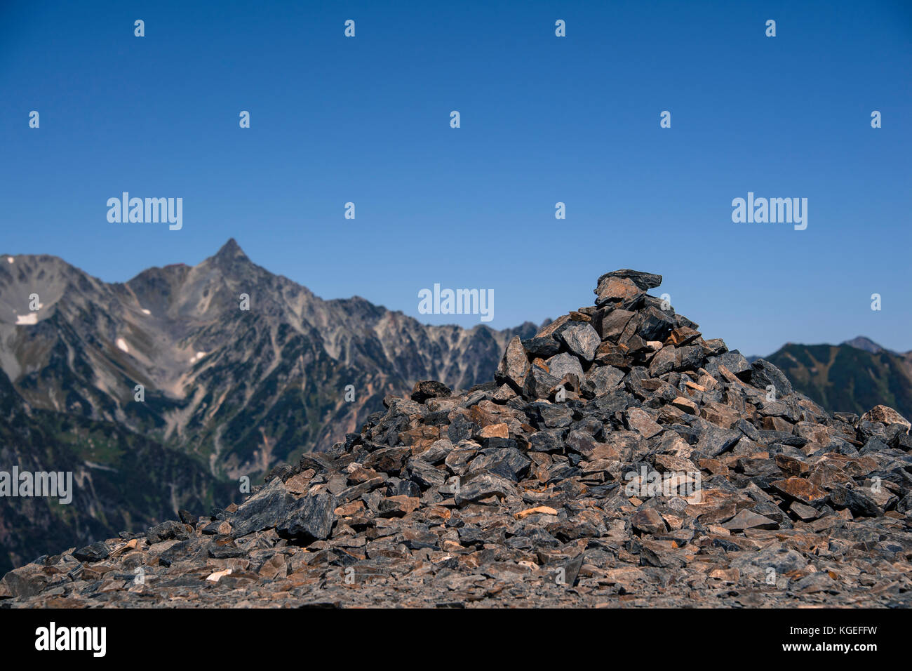 Cairn and Mt. Yari Stock Photo - Alamy