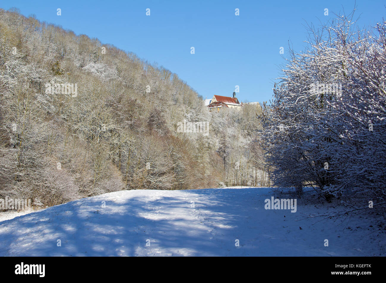 Winter landscape. Fields covered with the first snow Stock Photo - Alamy