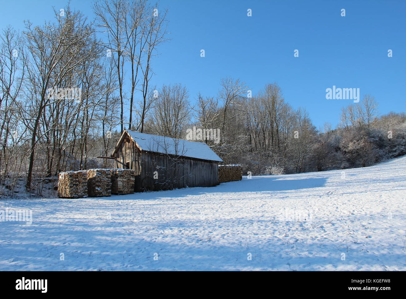 Winter landscape. Fields covered with the first snow Stock Photo - Alamy