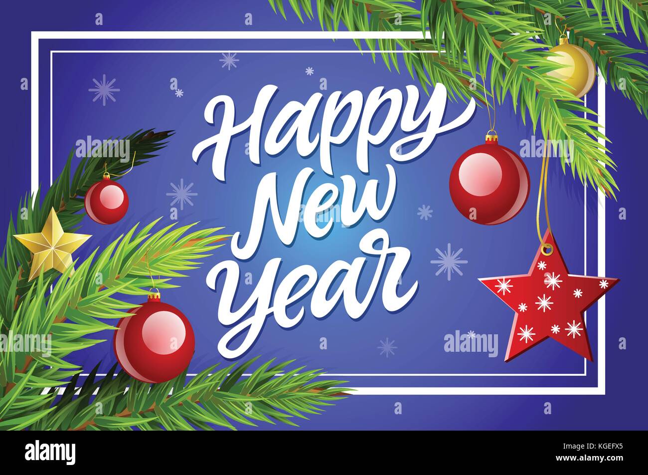 Happy New Year - modern vector realistic illustration with calligraphy ...