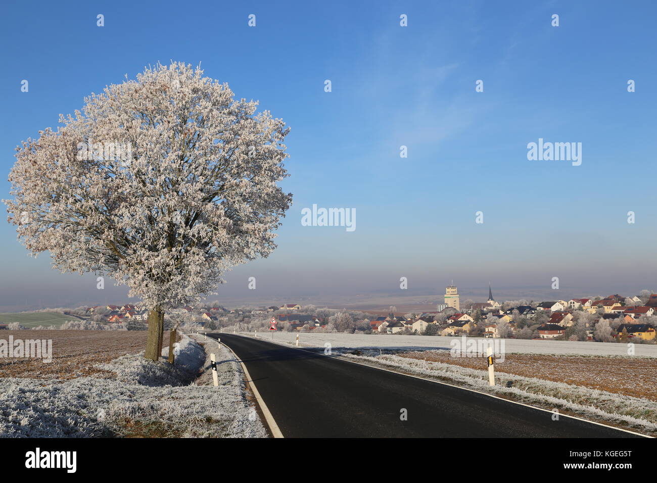 Winter landscape. Fields covered with the first snow Stock Photo - Alamy
