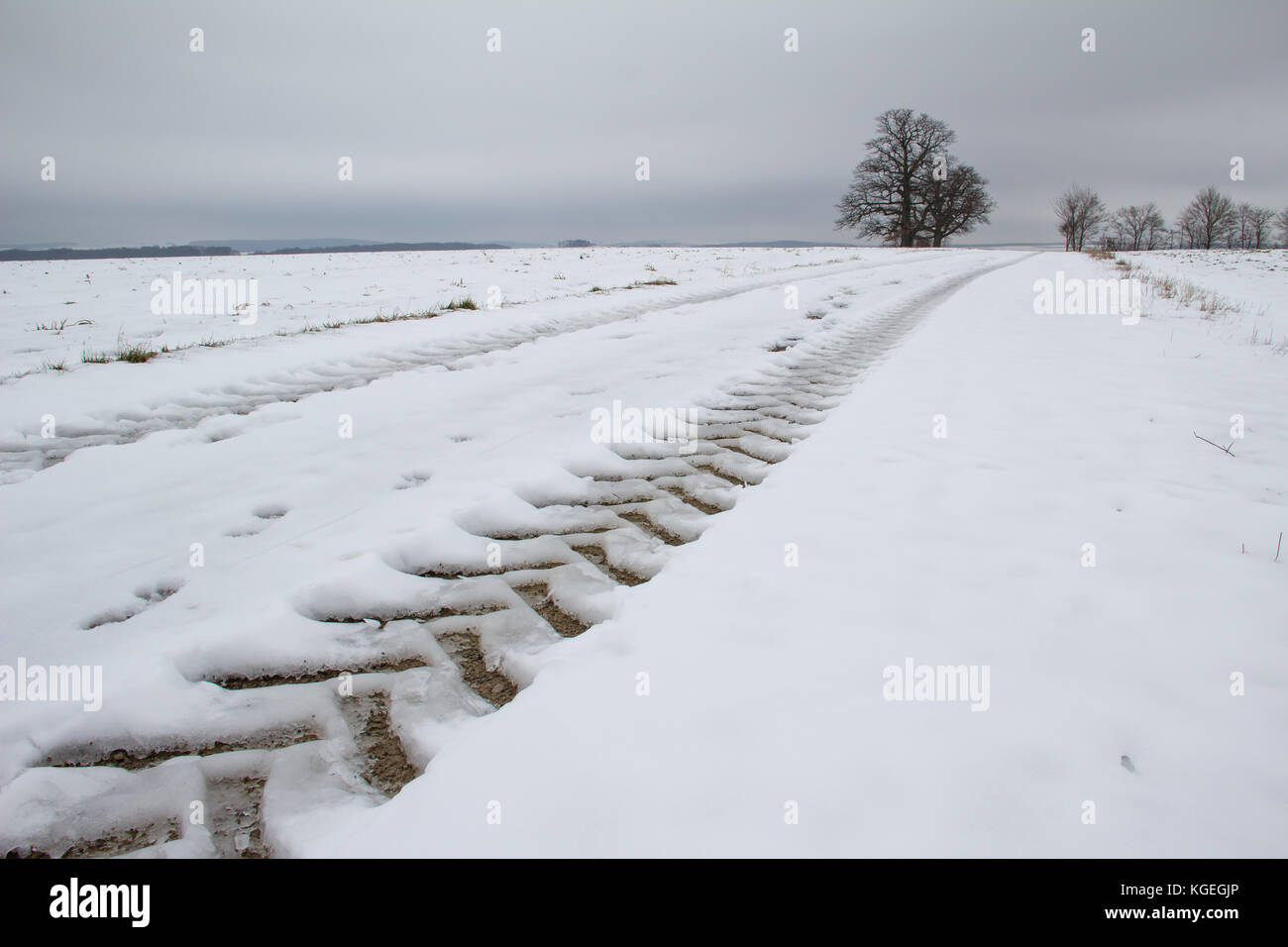 Winter landscape. Fields covered with the first snow Stock Photo - Alamy