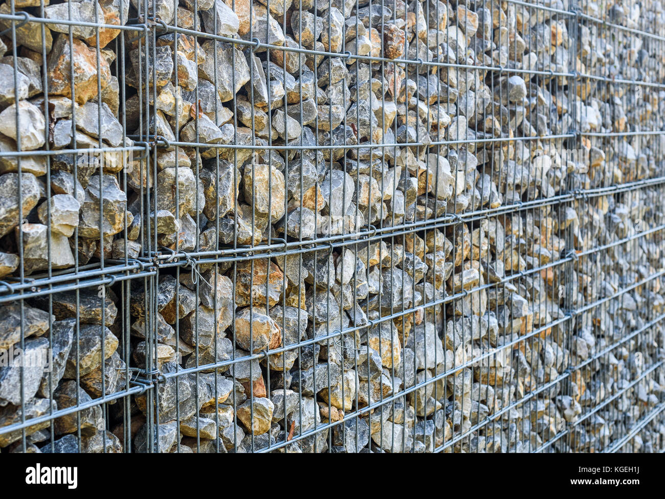 Wire Gabion Rock Fence. Metal Cage filled with rocks. Texture ...