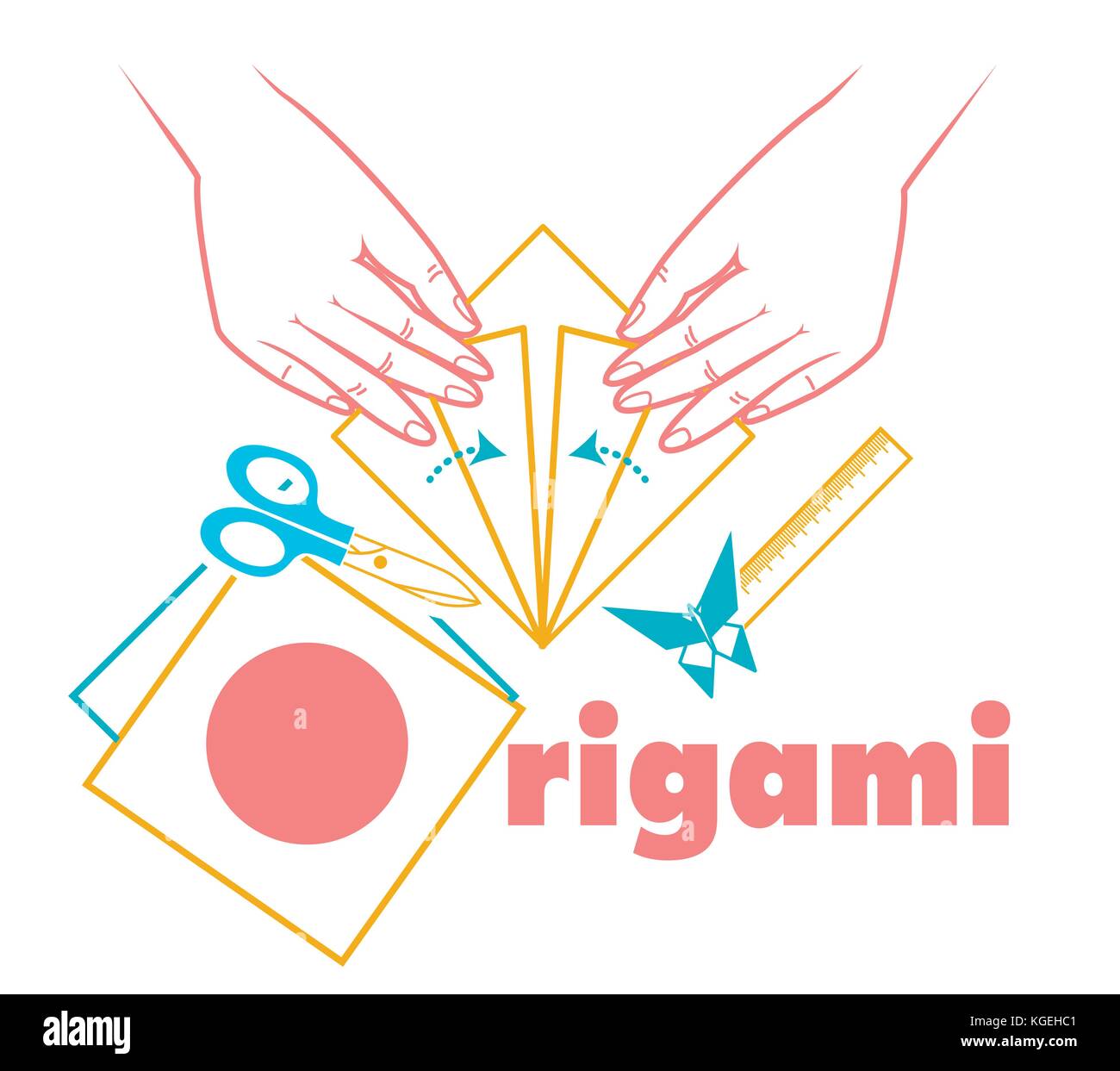 logo for classes Origami in the form of hands folding a sheet of paper ...
