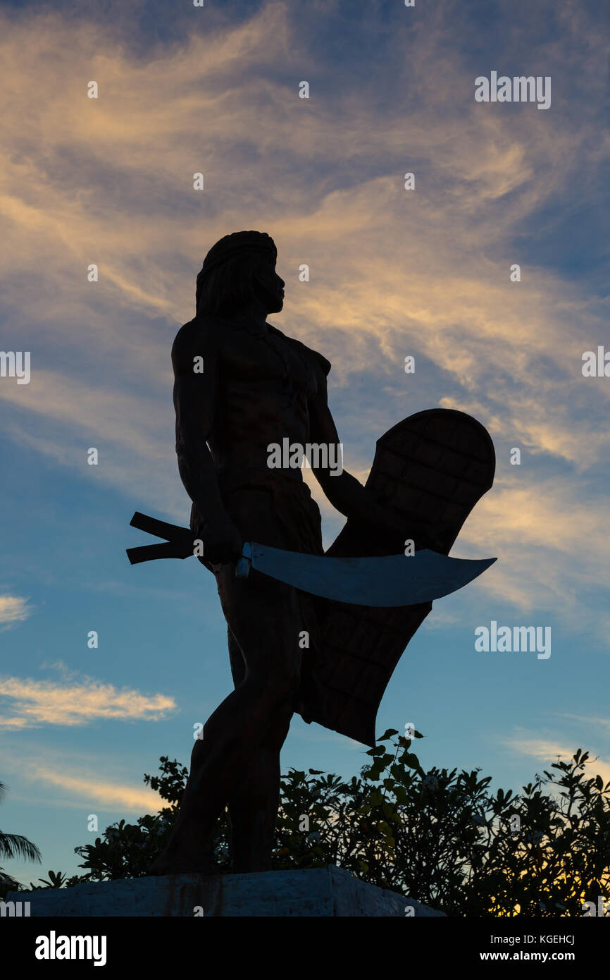 Asia Philippines Cebu Mactan Mactan Shrine Lapu Lapu statue at sunset ...