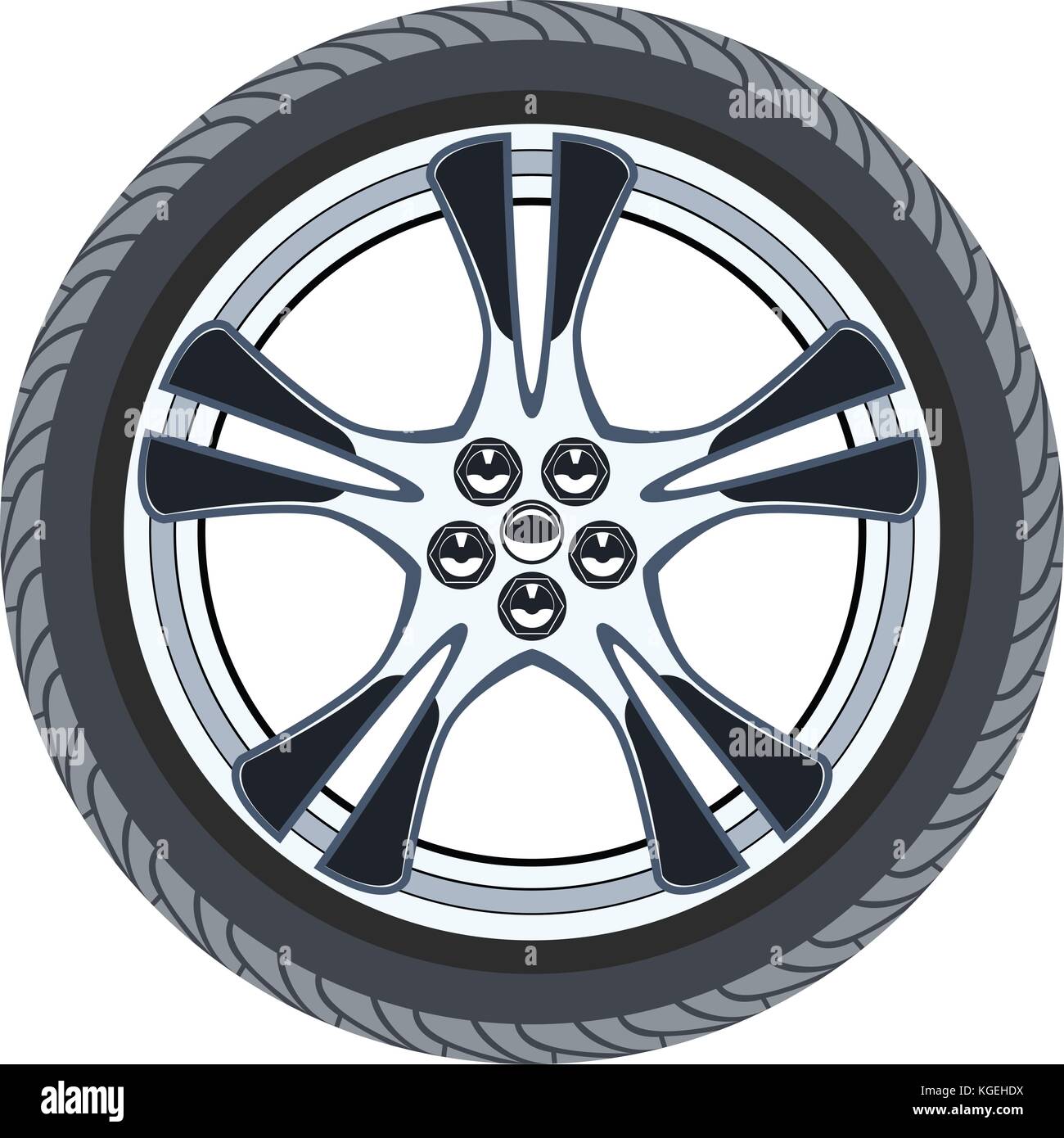 vector car tire and alloy wheel isolated on white background. modern ...
