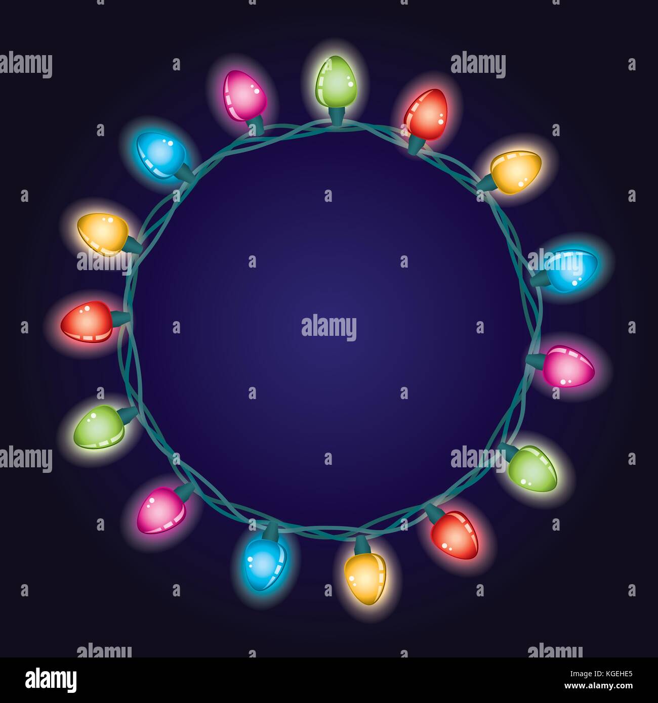 vector round border background of christmas light lamps with copy space ...