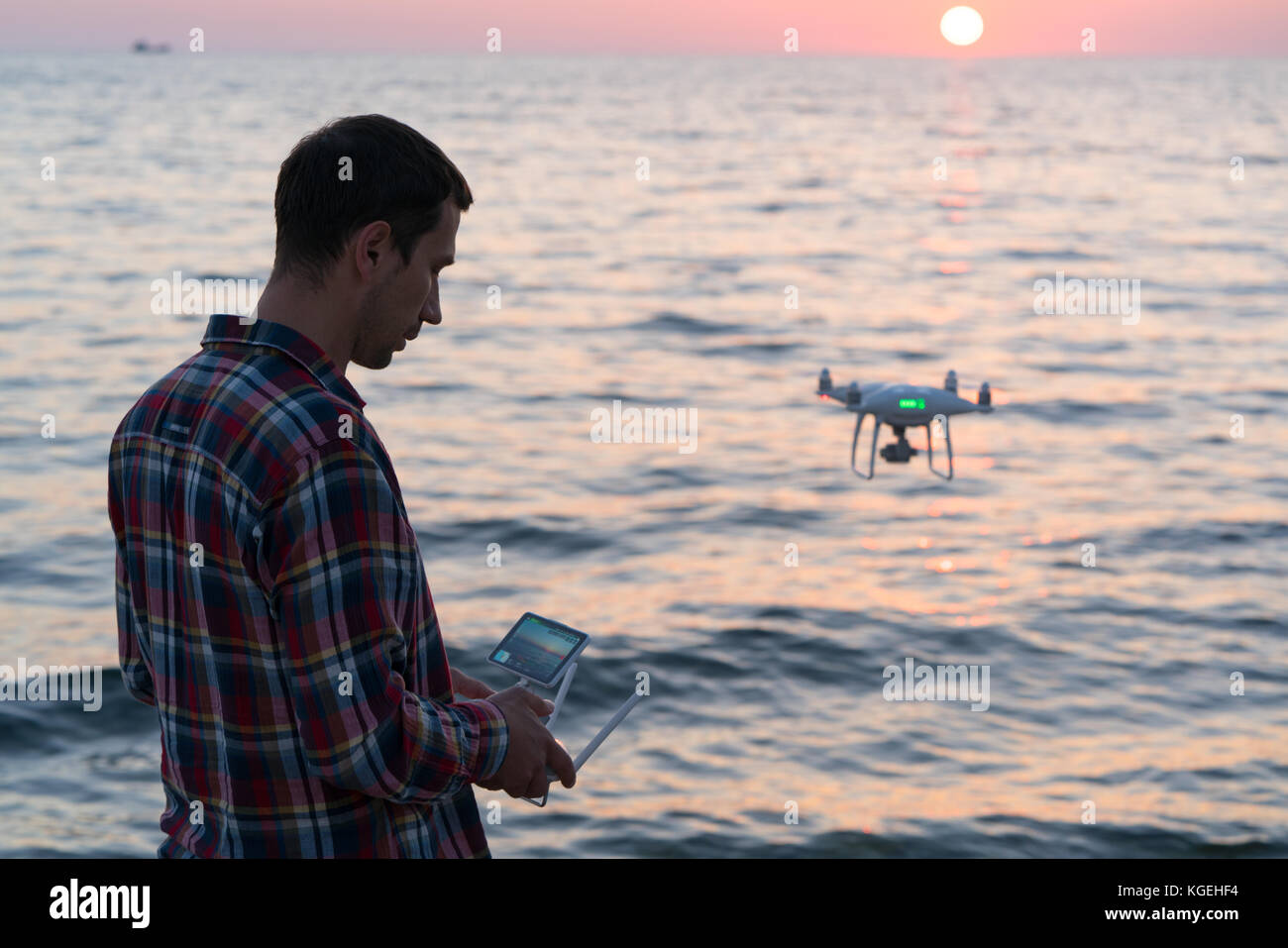 Aerial drone video sunset beach hi-res stock photography and images - Alamy