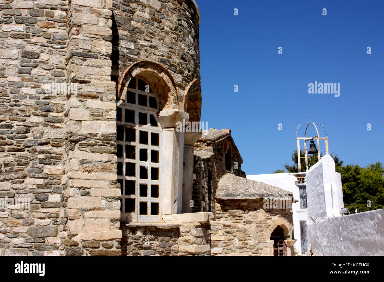 The outside of the Panagia Ekatontapiliani church, Paros, Greece Stock ...