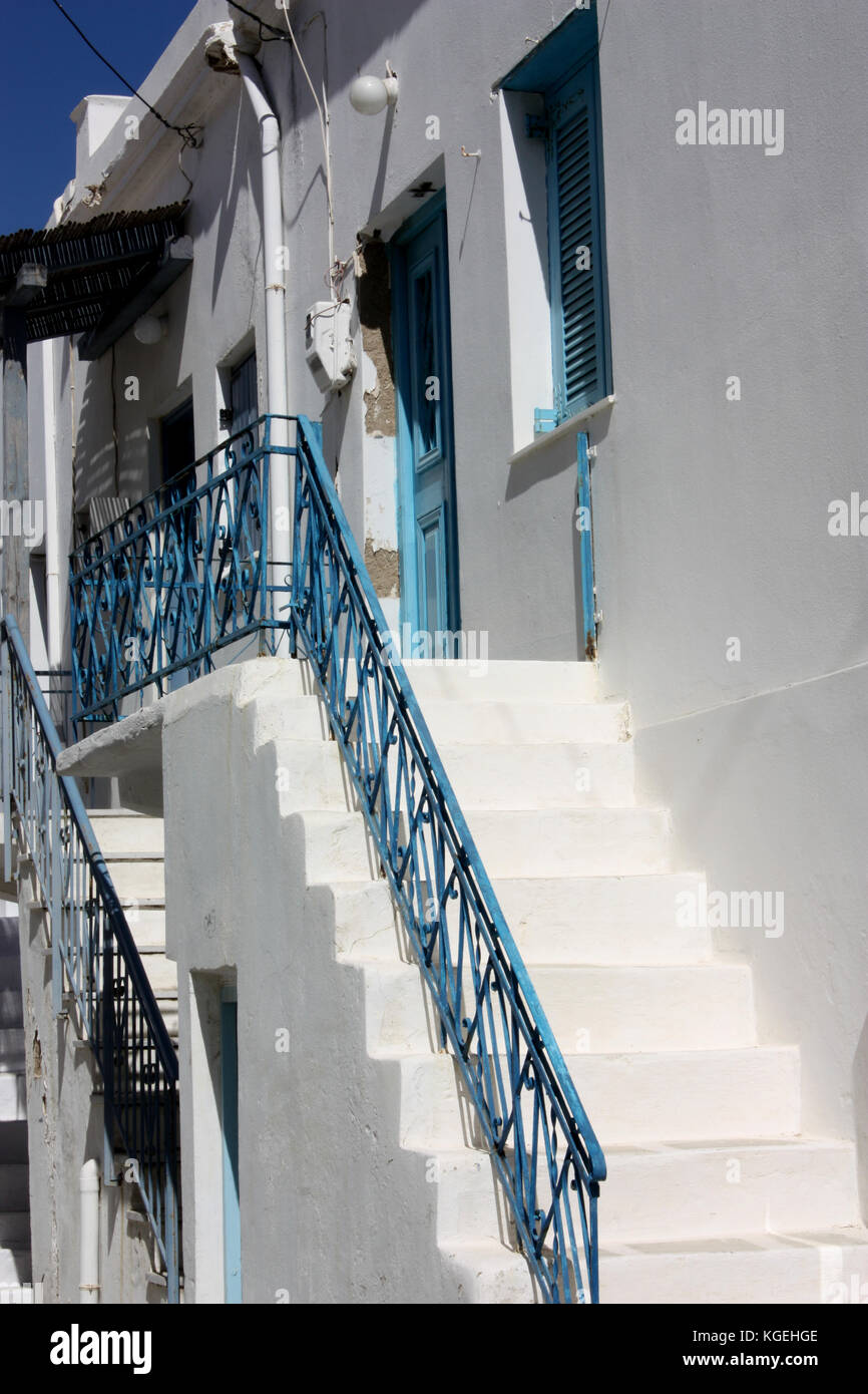 Stairs and balustrades in Parikia on Paros Stock Photo - Alamy
