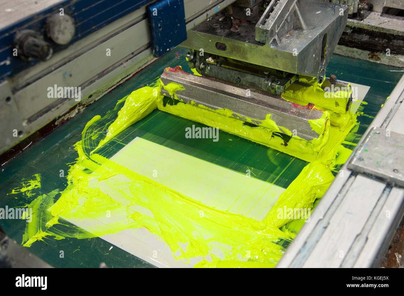 equipment and machines for painting cloth at a garment factory closeup ...
