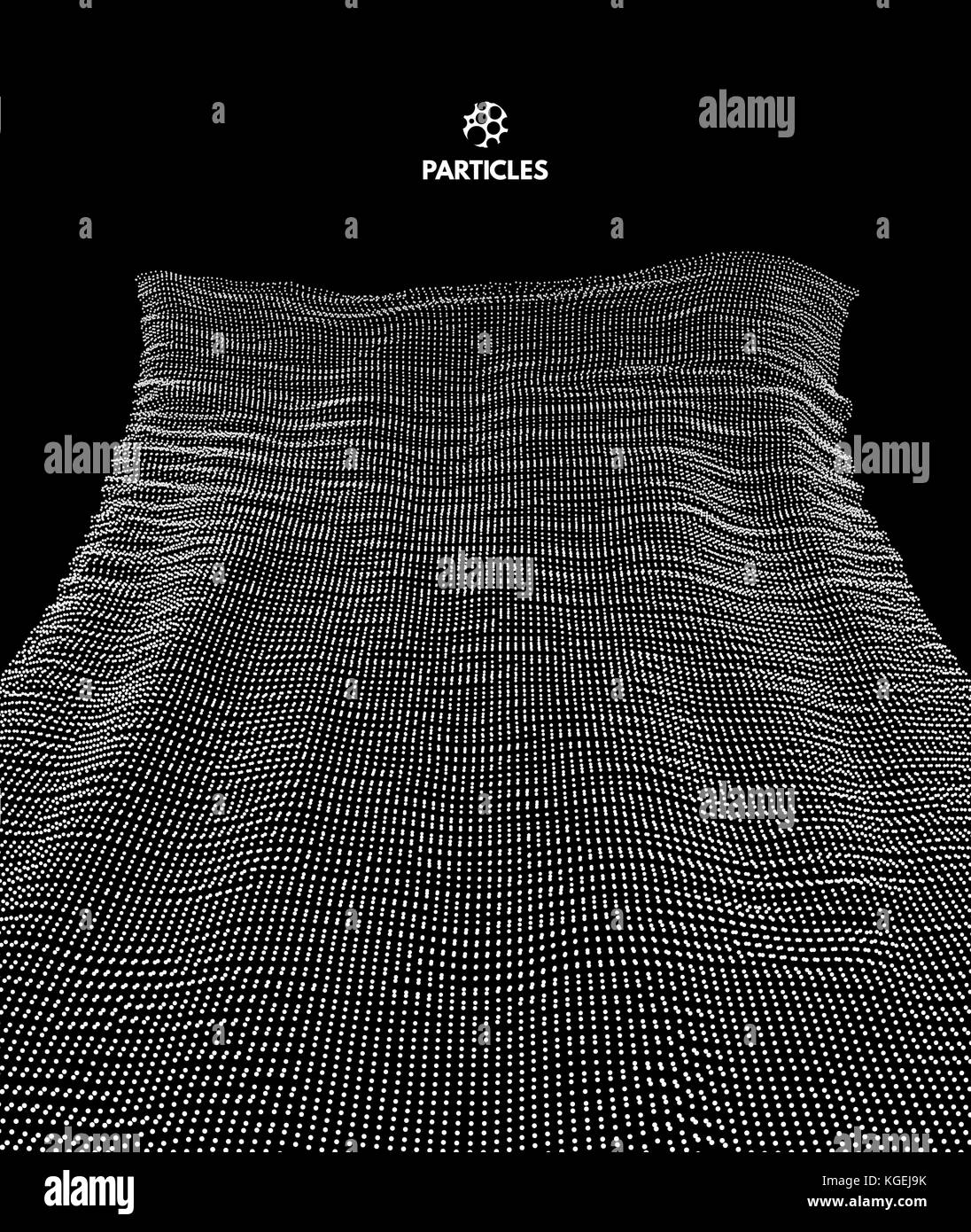 Array with dynamic particles. 3d futuristic technology style. Abstract ...