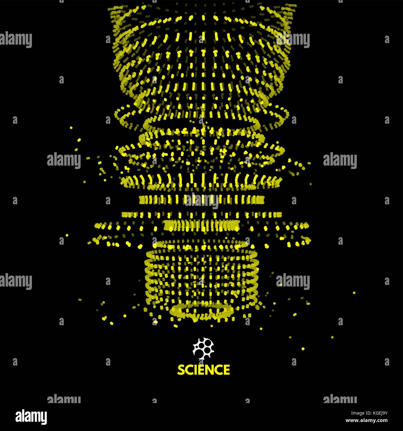 Array with dynamic particles. 3d technology style. Abstract background ...