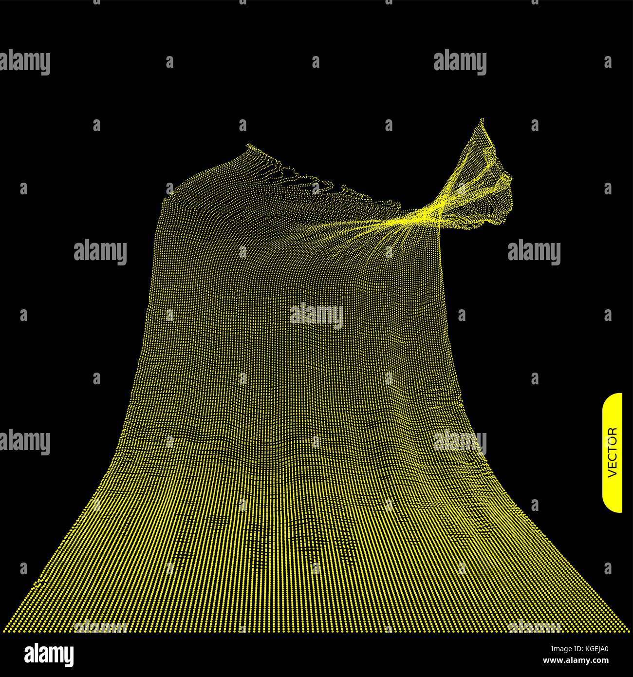 Array with dynamic particles. 3d futuristic technology style. Abstract ...