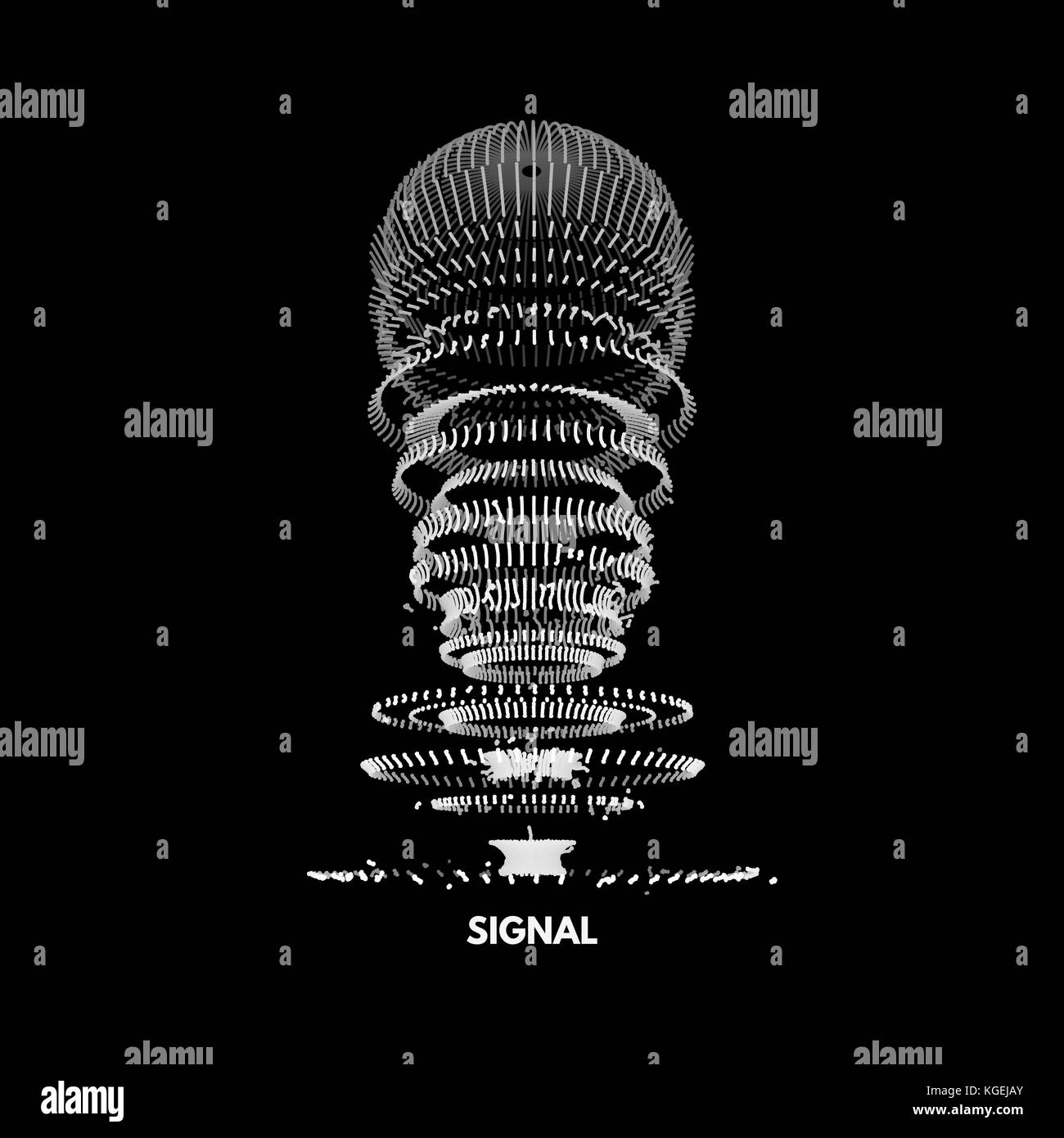 Array with dynamic particles. 3d technology style. Abstract background ...