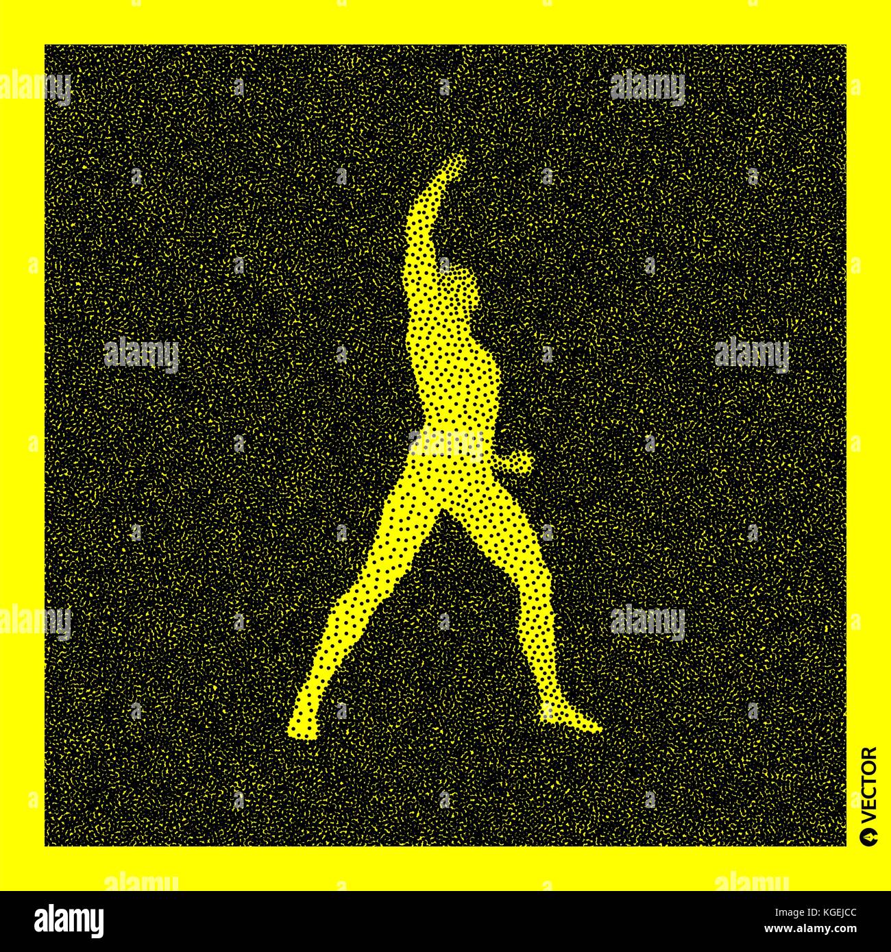 Leadership concept. Human with arm up. 3D Human Body Model. Black and ...