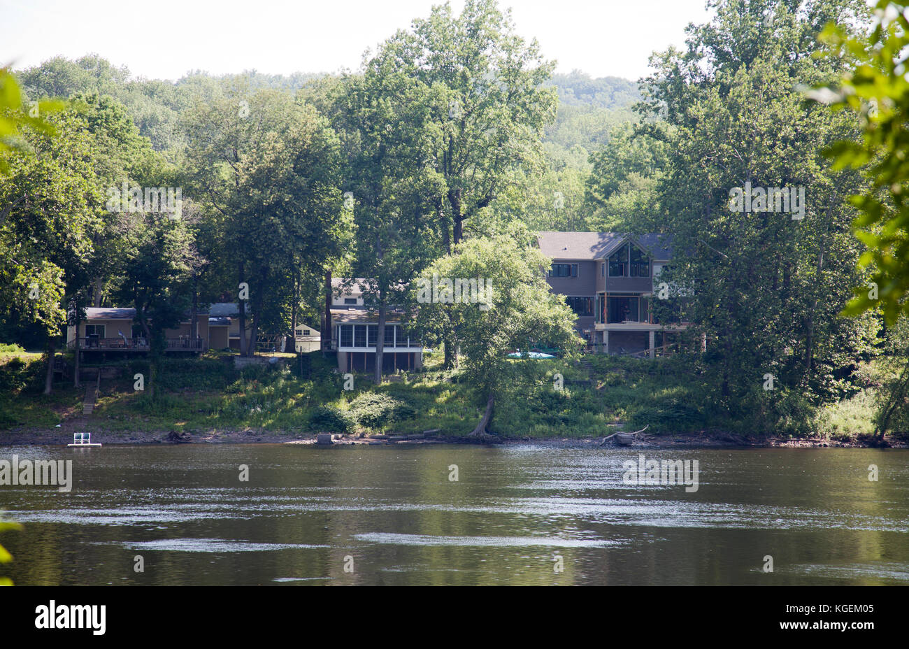 Houses Along the Delaware Embankment in New Jersey Viewed from ...