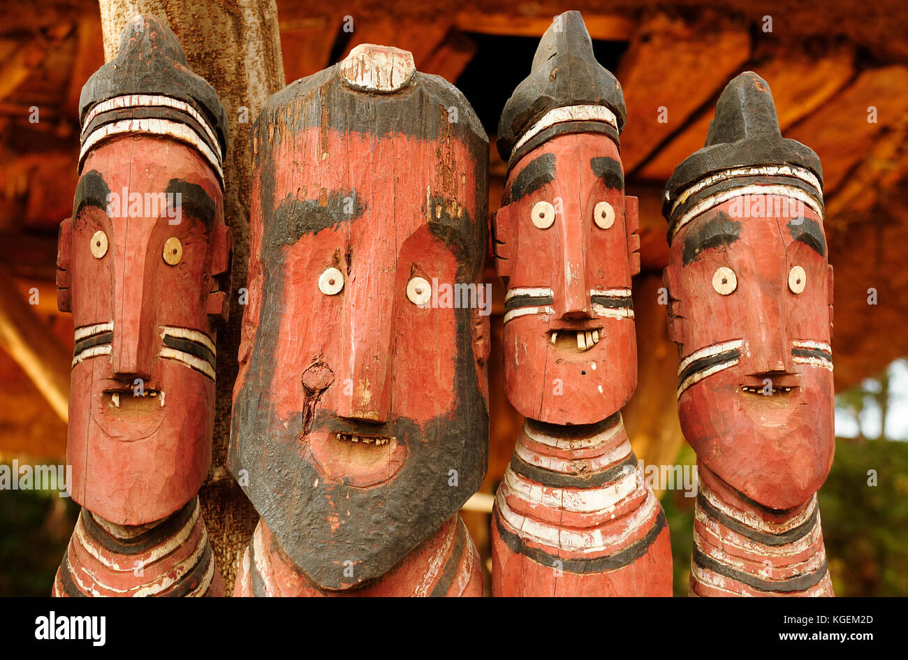 Traditional Ethiopian carved wooden totems in the Konso in Omo Valley ...
