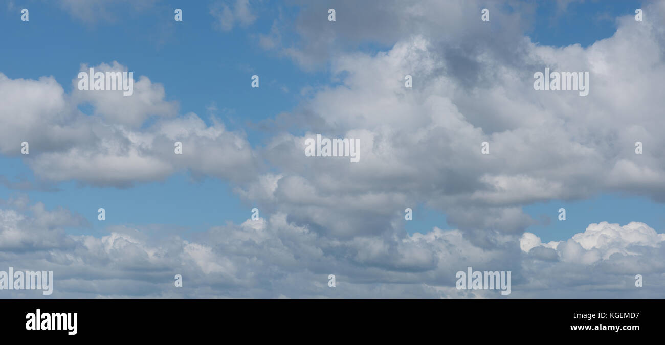 Panorama of woolpack clouds on a blue sky Stock Photo - Alamy