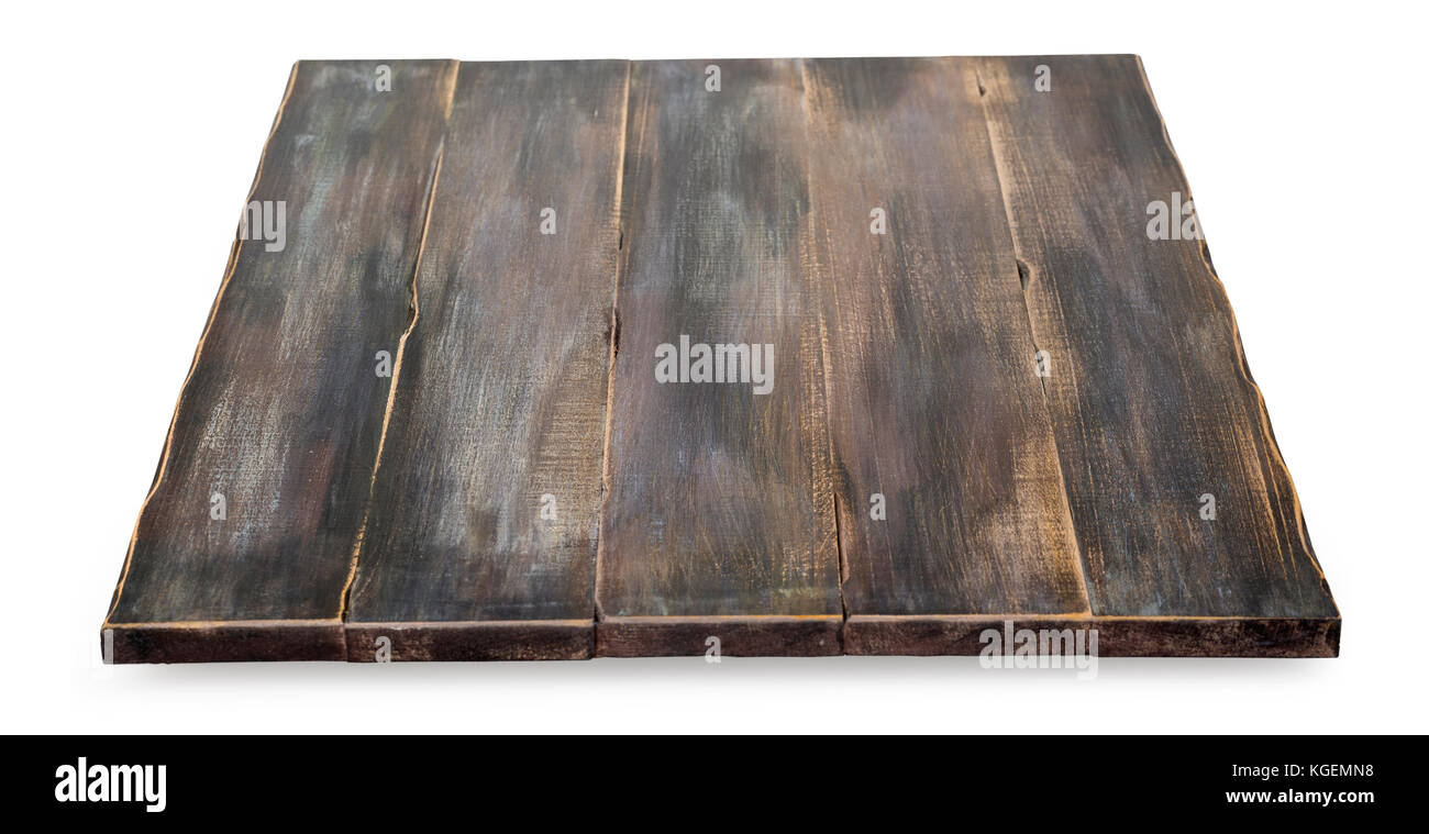 Empty top of wooden table or counter isolated on white background. For ...