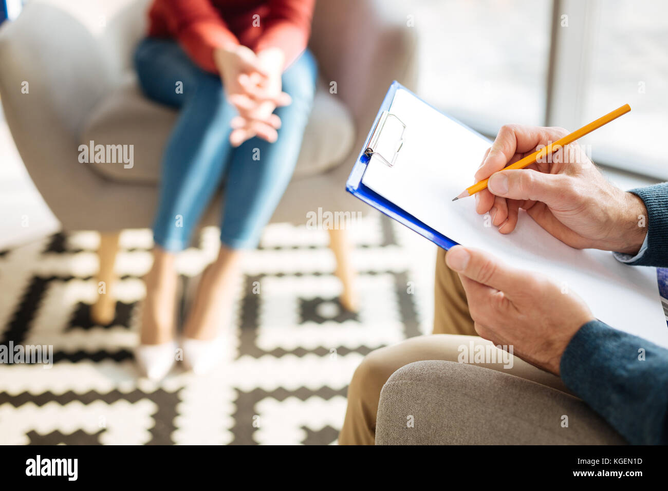 Close up of a pencil being ready for writing Stock Photo - Alamy
