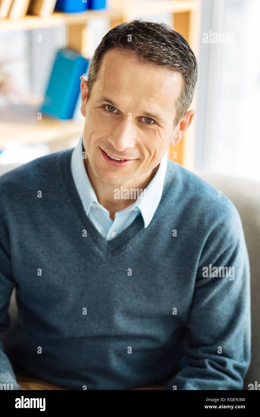 Nice handsome man feeling positive Stock Photo - Alamy