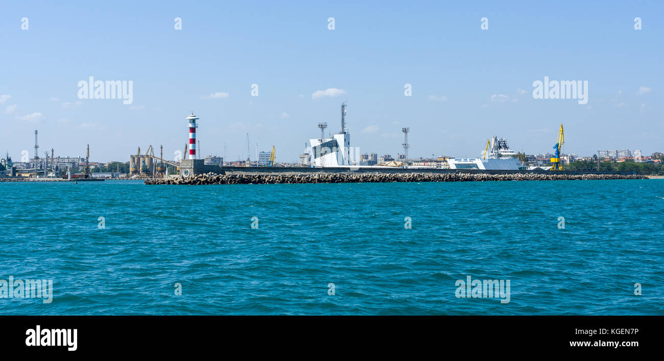 Lighthouse, control tower of the seaport of Burgas. Burgas, is the ...
