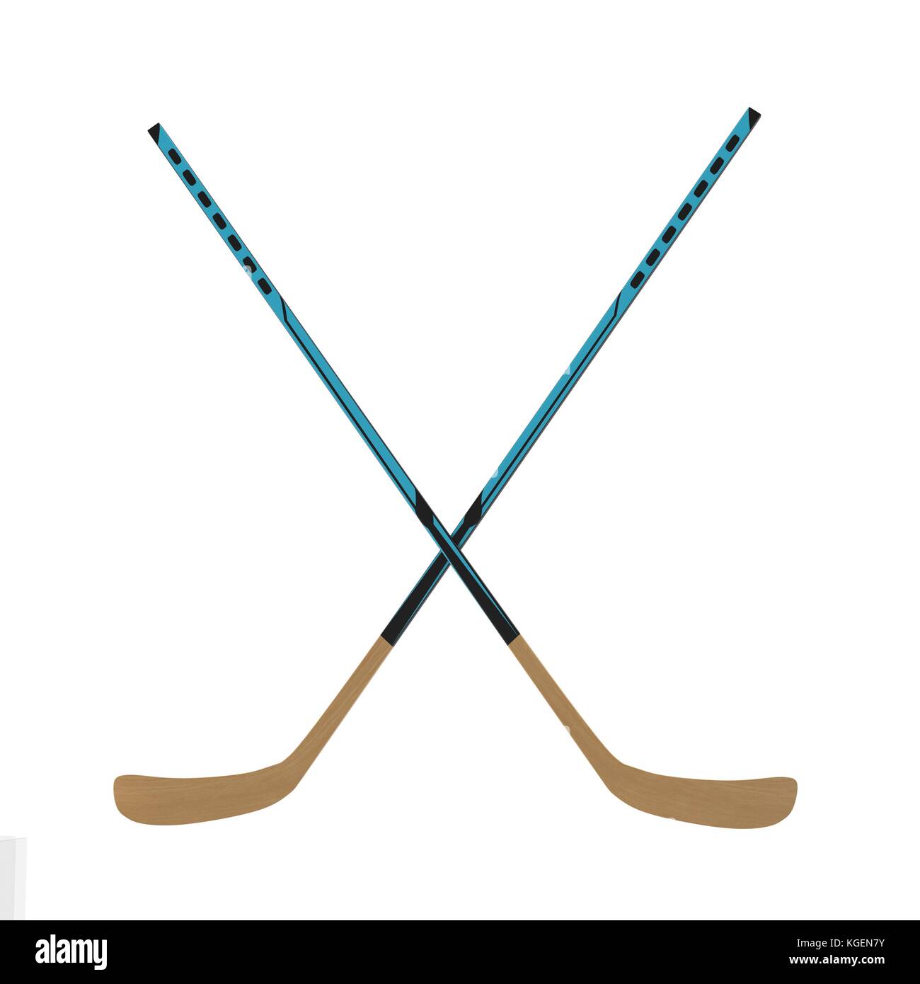 Ice hockey crossed sticks isolated on white 3D illustration Stock Photo ...