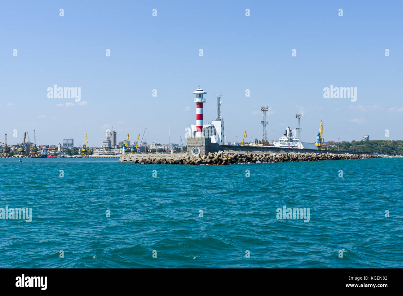 Lighthouse, control tower of the seaport of Burgas. Burgas, is the ...