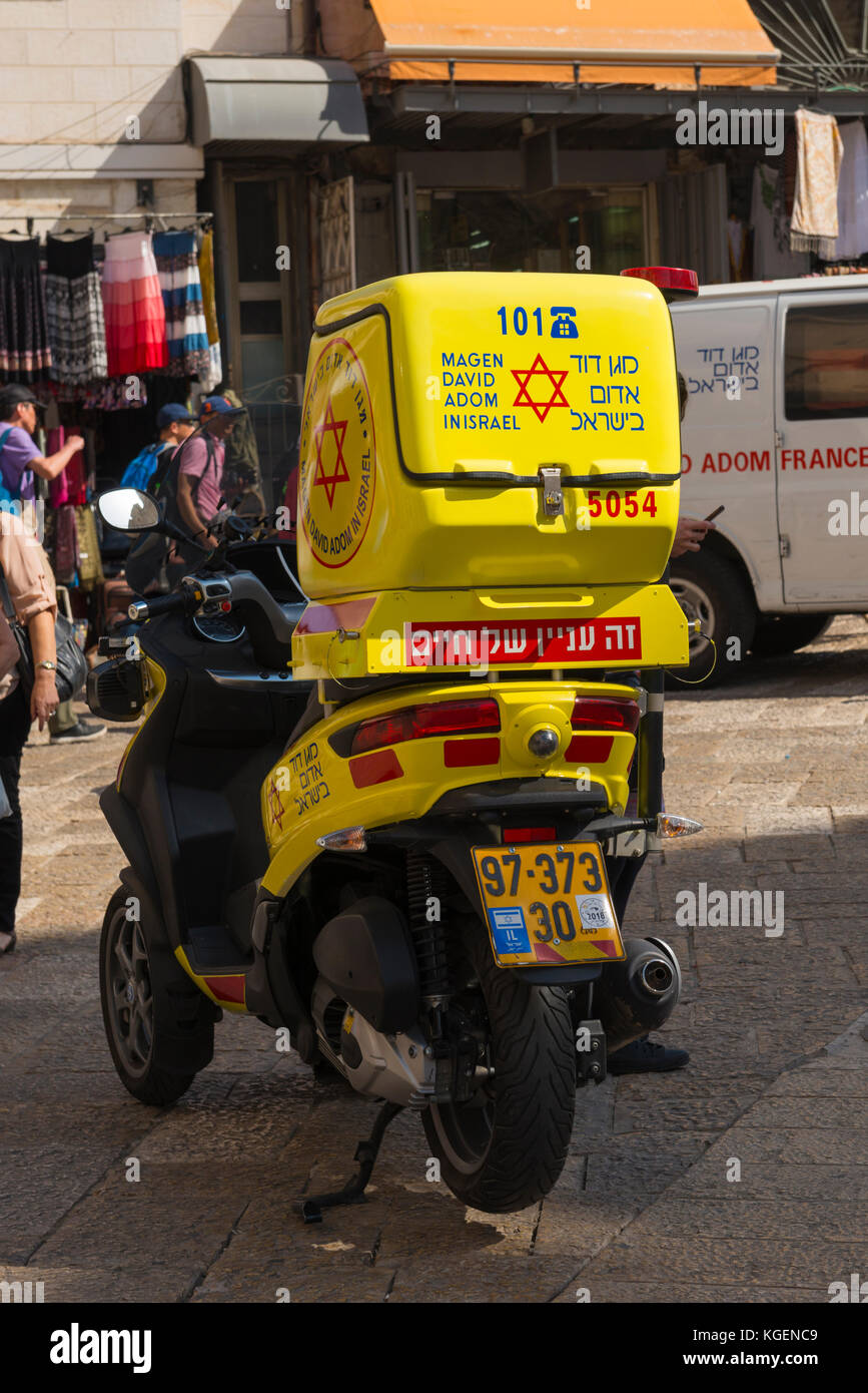 Israel The Holy Land Jerusalem old city paramedic motorbike ambulance ...