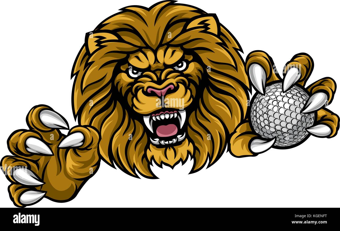 Lion Golf Ball Sports Mascot Stock Vector Image & Art - Alamy