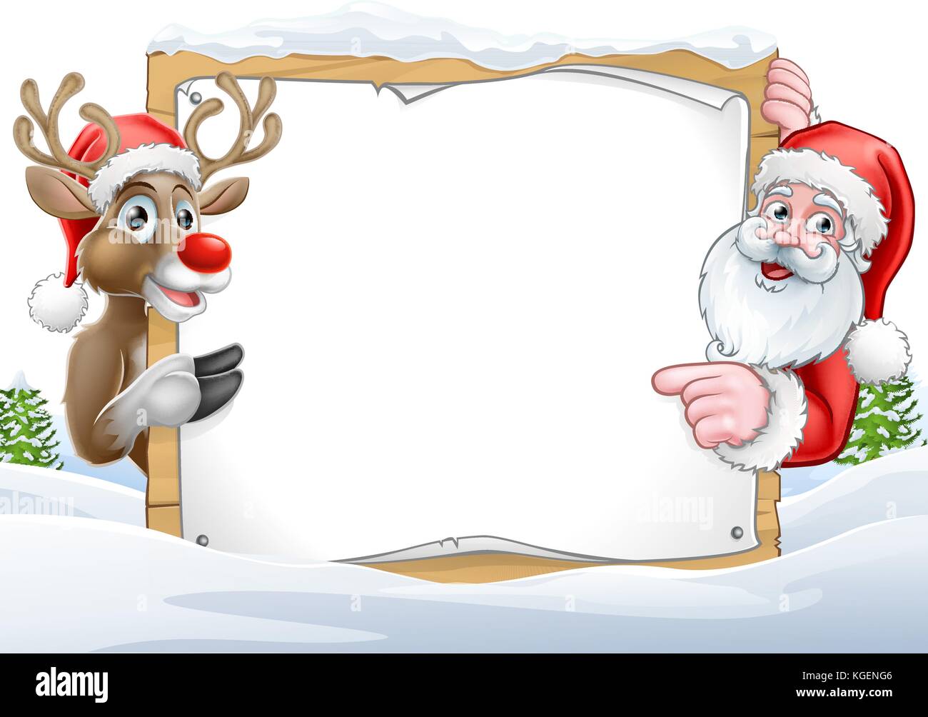 Christmas Santa and Reindeer Sign Background Stock Vector Image & Art ...