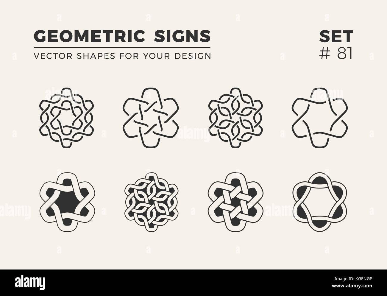 Set of eight minimalistic trendy shapes. Stylish vector logo emblems ...