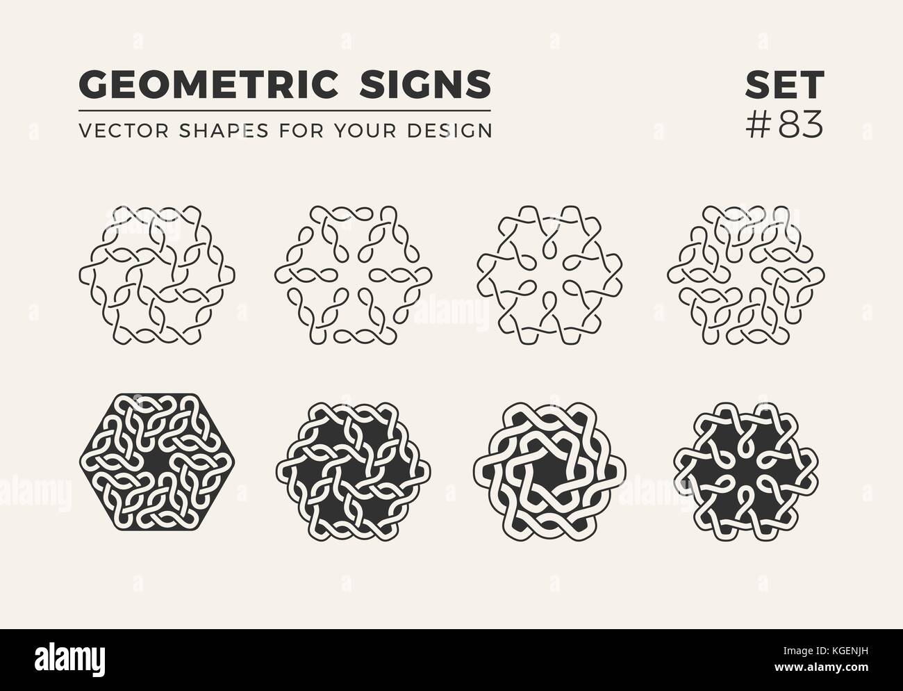 Set of eight minimalistic trendy shapes. Stylish vector logo emblems ...