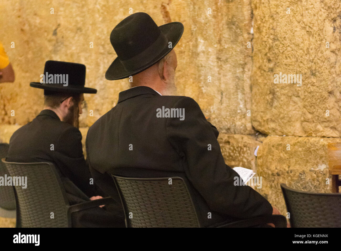Israel The Holy Land Jerusalem Old City Bearded Religious Hassidic Jew Jewish Man Praying Black