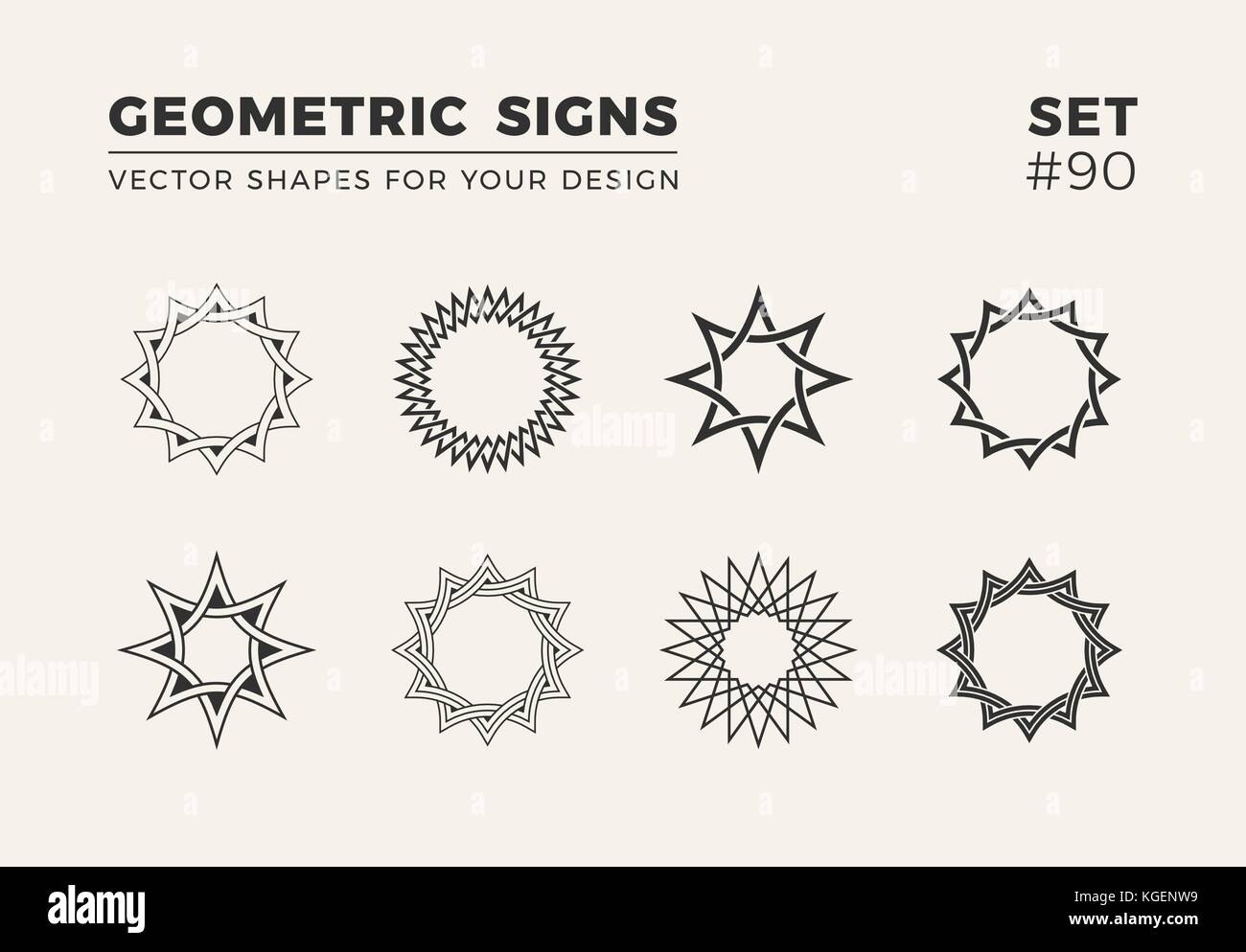 Set of eight minimalistic trendy shapes. Stylish vector logo emblems ...