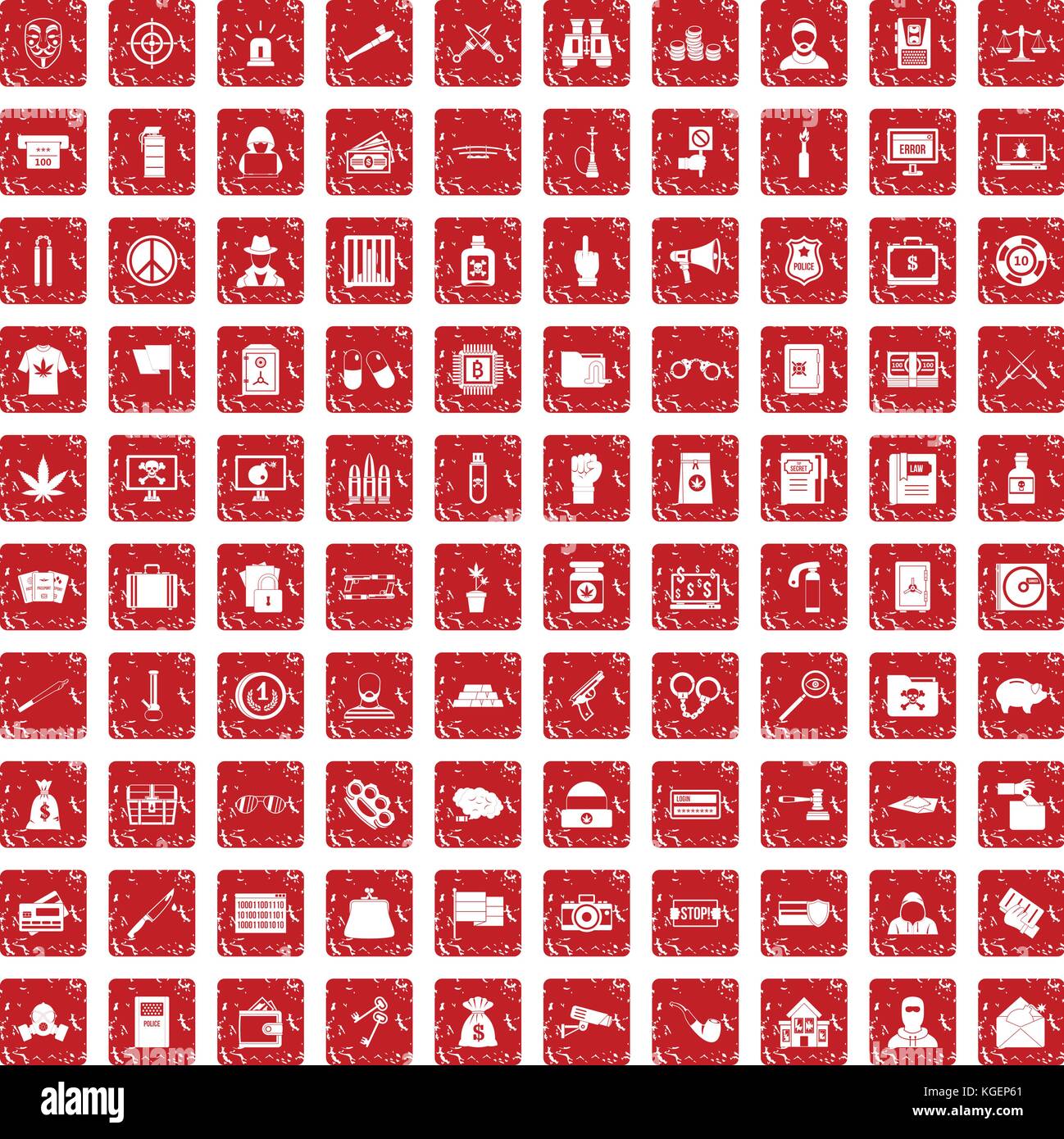 100 criminal offence icons set grunge red Stock Vector Image & Art - Alamy