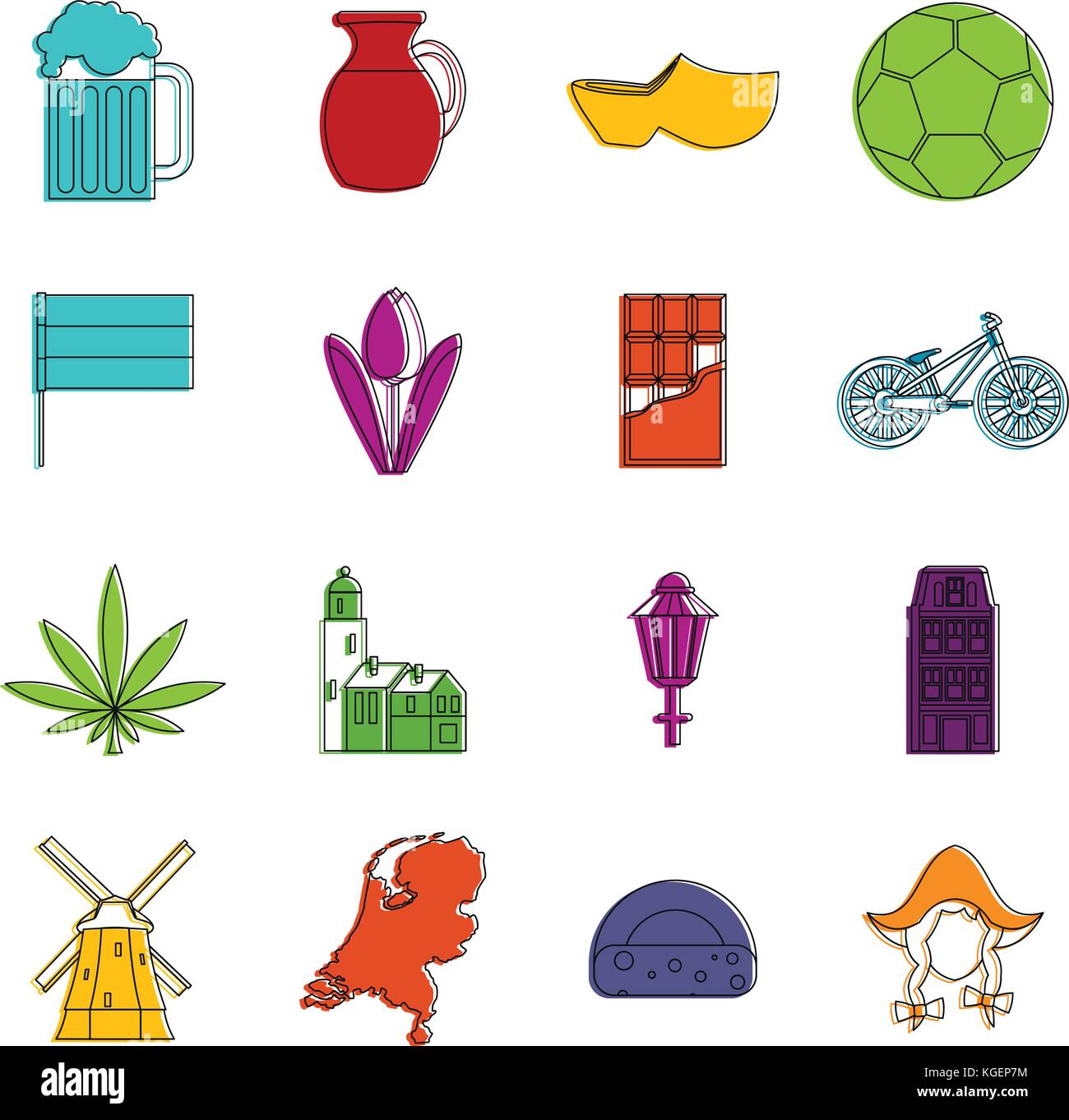 Netherlands icons doodle set Stock Vector Image & Art - Alamy