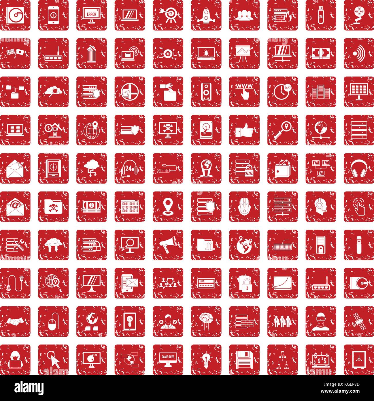 100 cyber security icons set grunge red Stock Vector Image & Art - Alamy