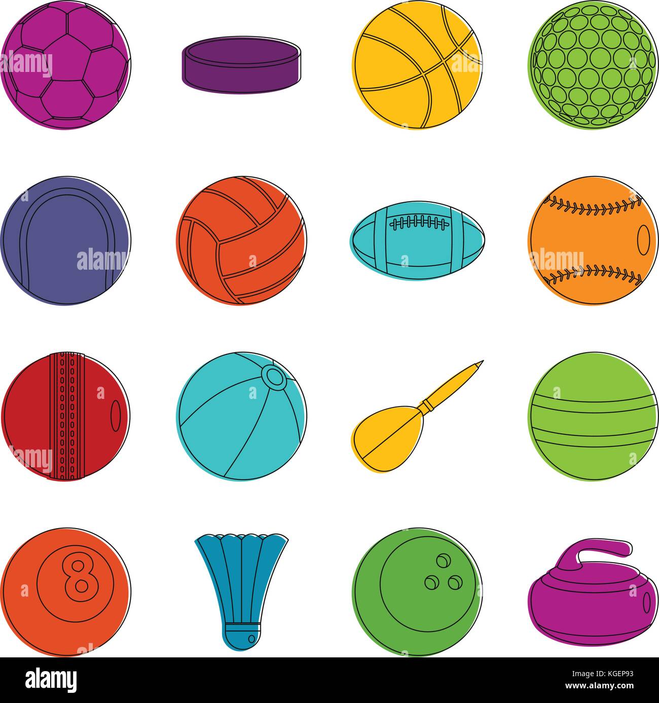Sport balls icons doodle set Stock Vector Image & Art - Alamy
