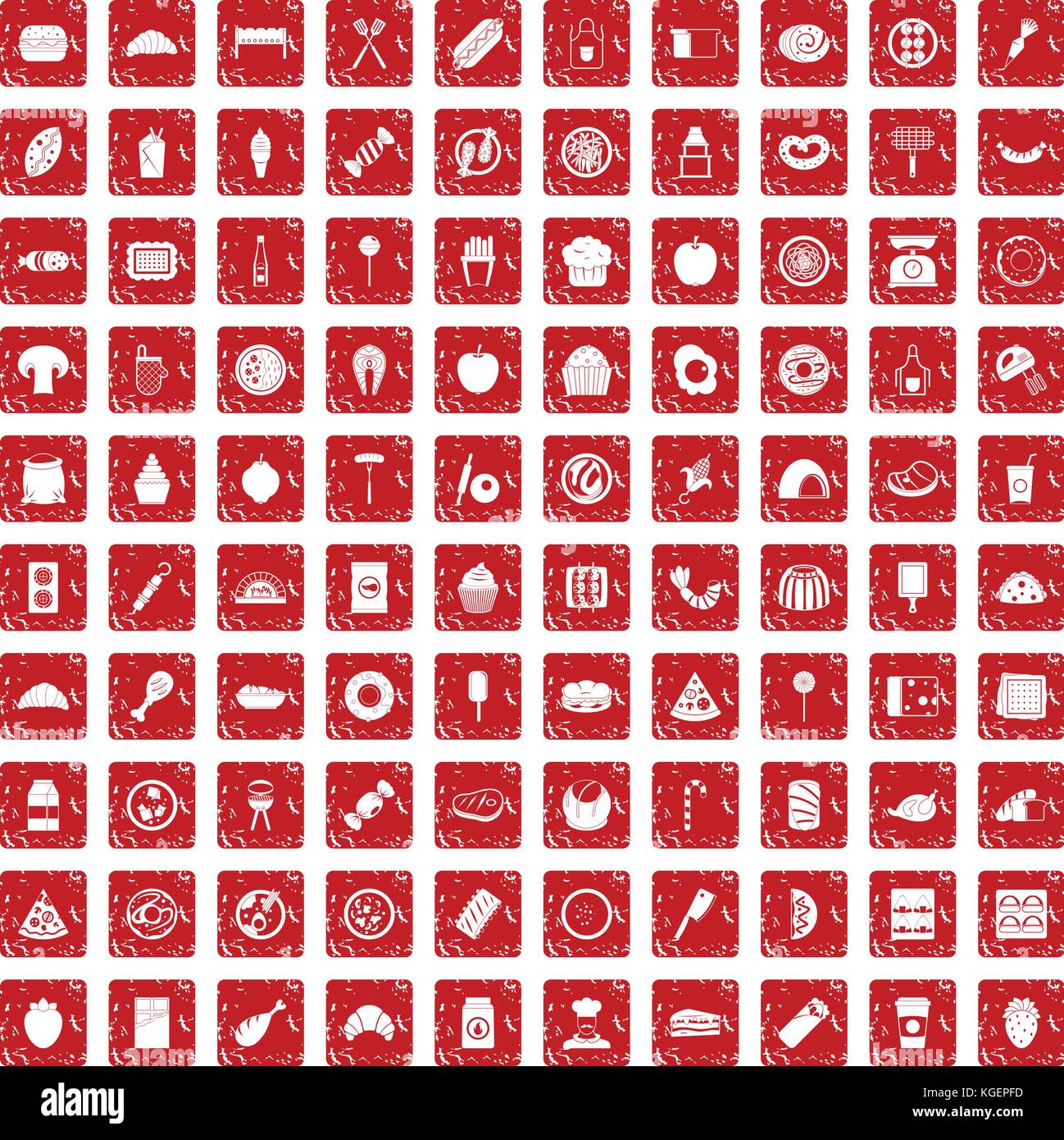 100 delicious dishes icons set grunge red Stock Vector Image & Art - Alamy