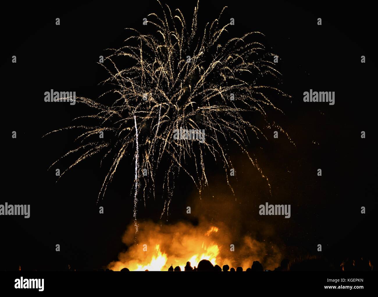 Bonfire night fireworks at Beck Row village in england Stock Photo - Alamy